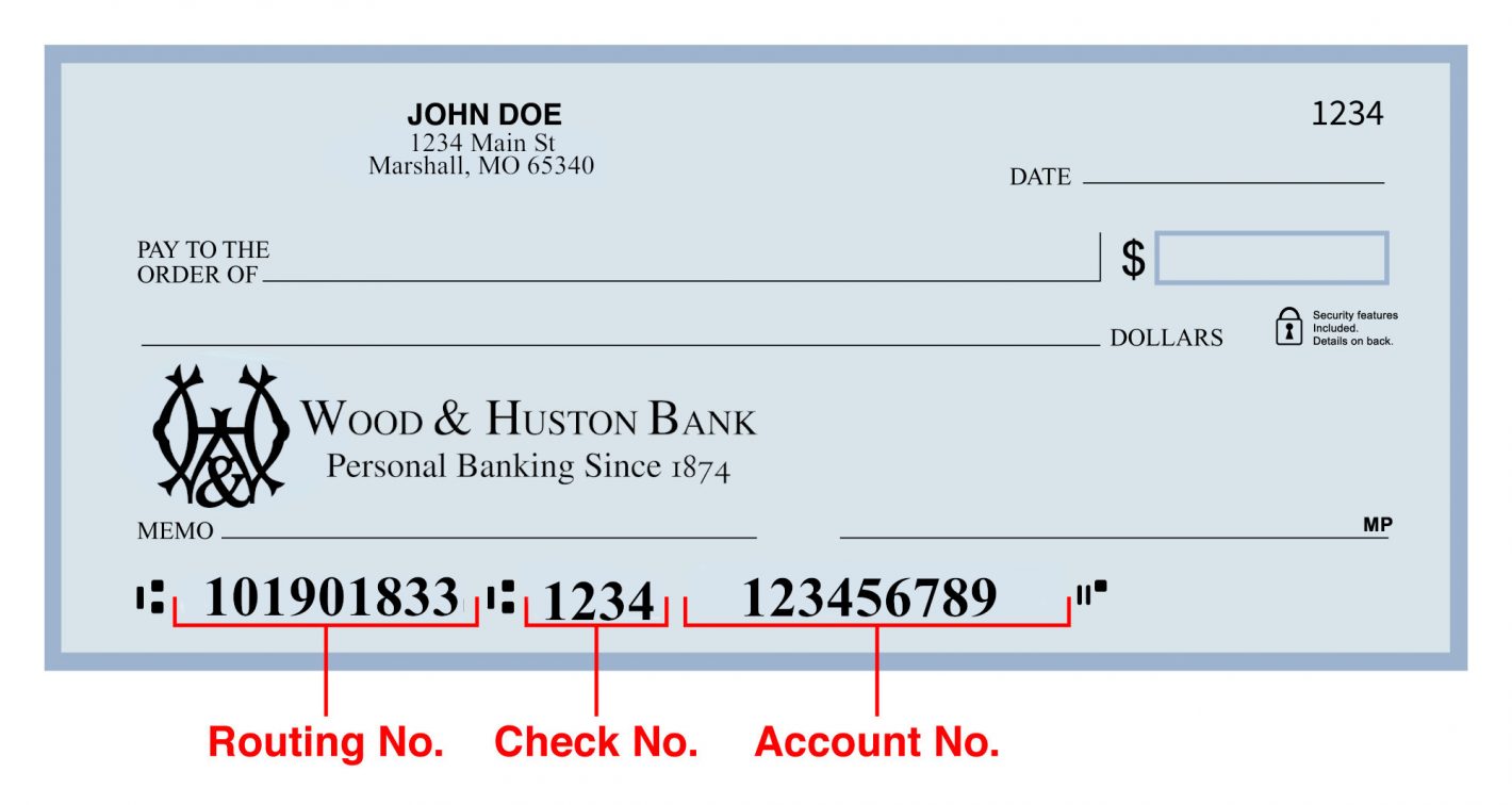 Routing Number - Wood and Huston Bank